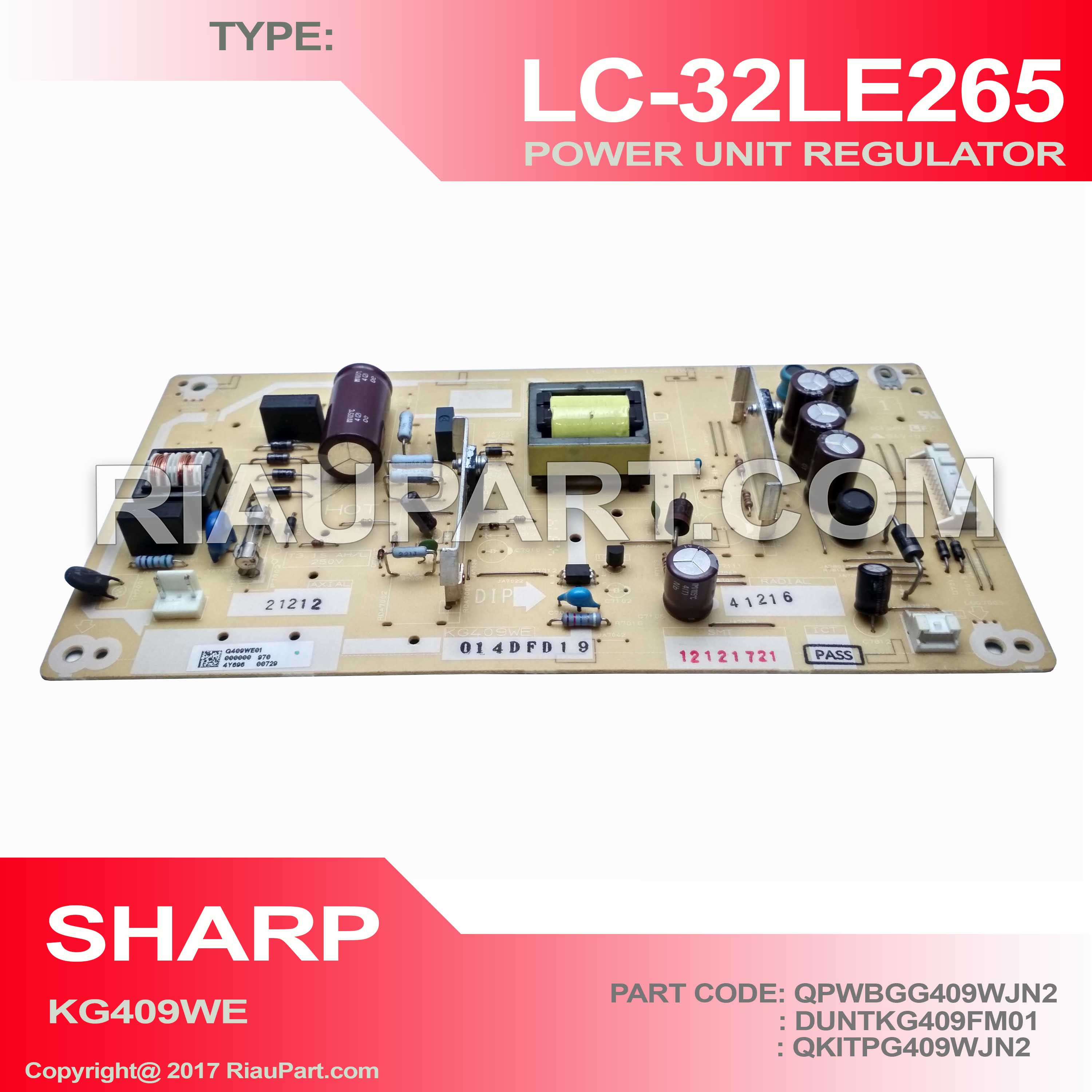 POWER SUPPLY REGULATOR TV SHARP LC-32LE265M LC-32LE265I LC32LE265 LC ...