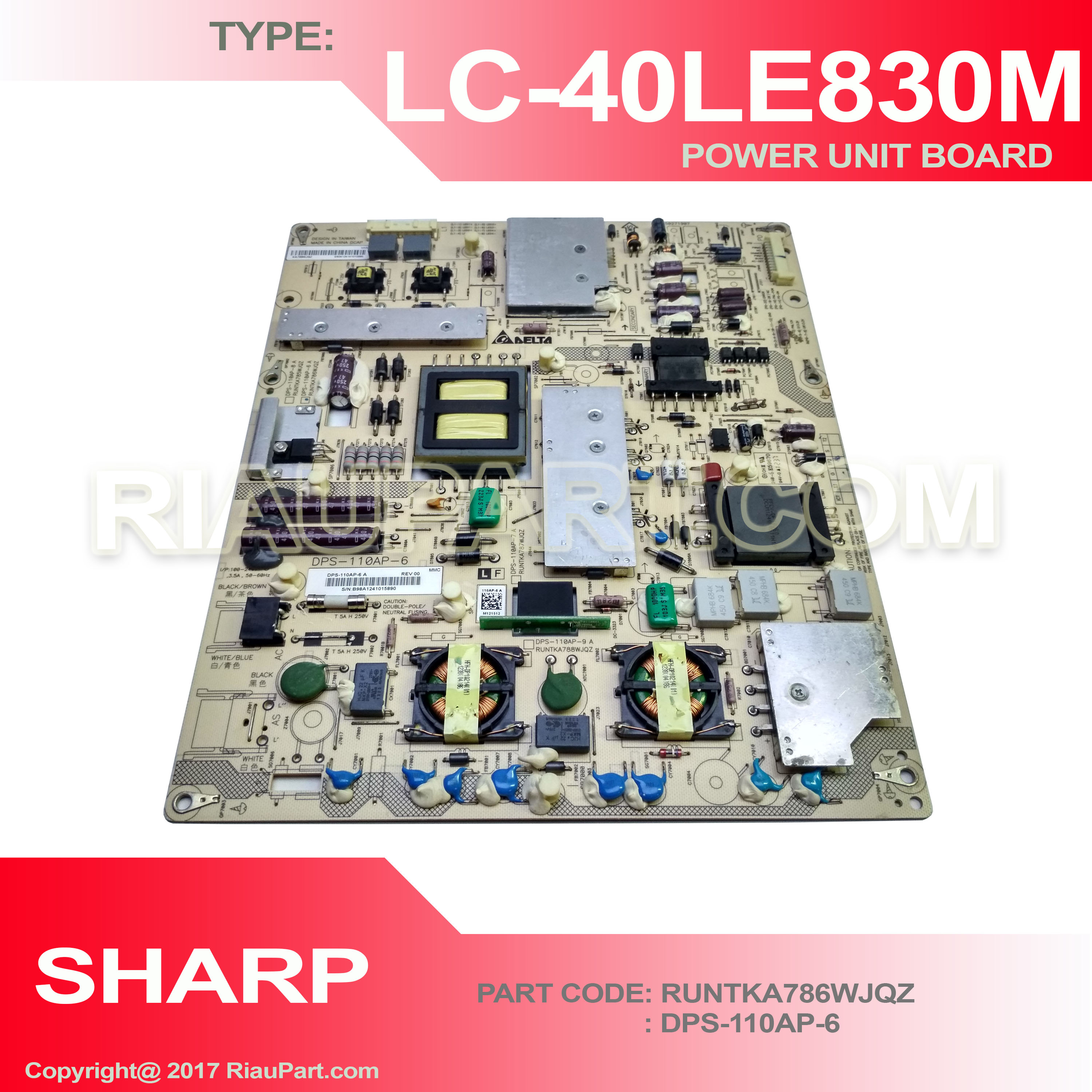 PSU - REGULATOR TV - POWER SUPPLY TV SHARP LC-40LE830M RUNTKA786WJQZ ...